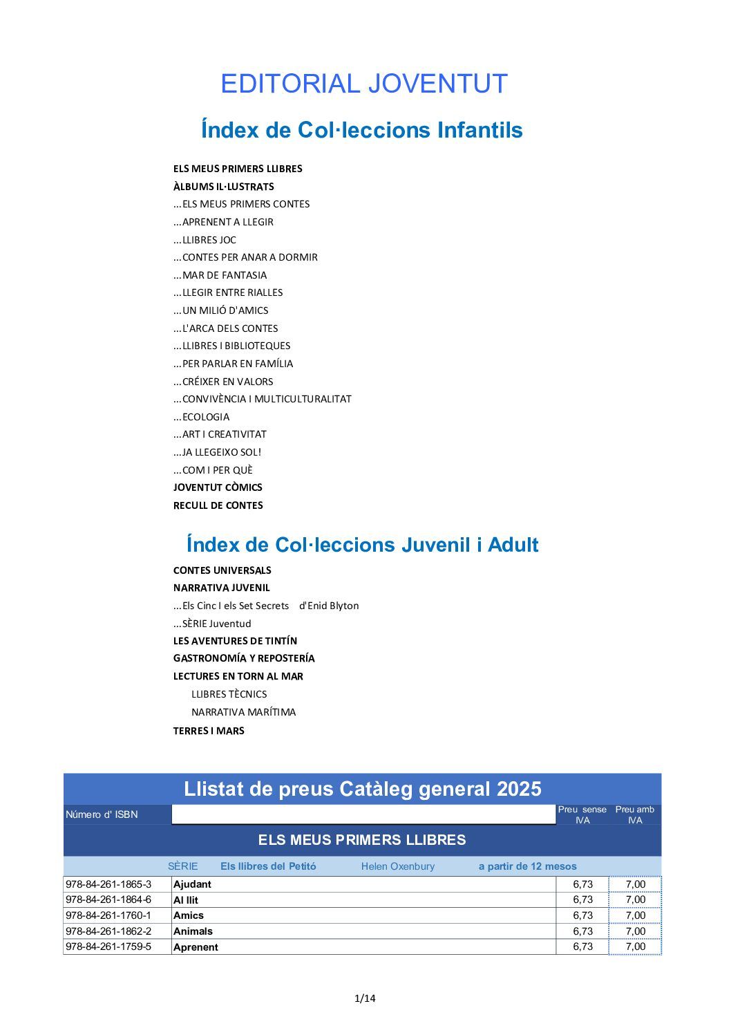Llista de preus PDF - Editorial Juventud